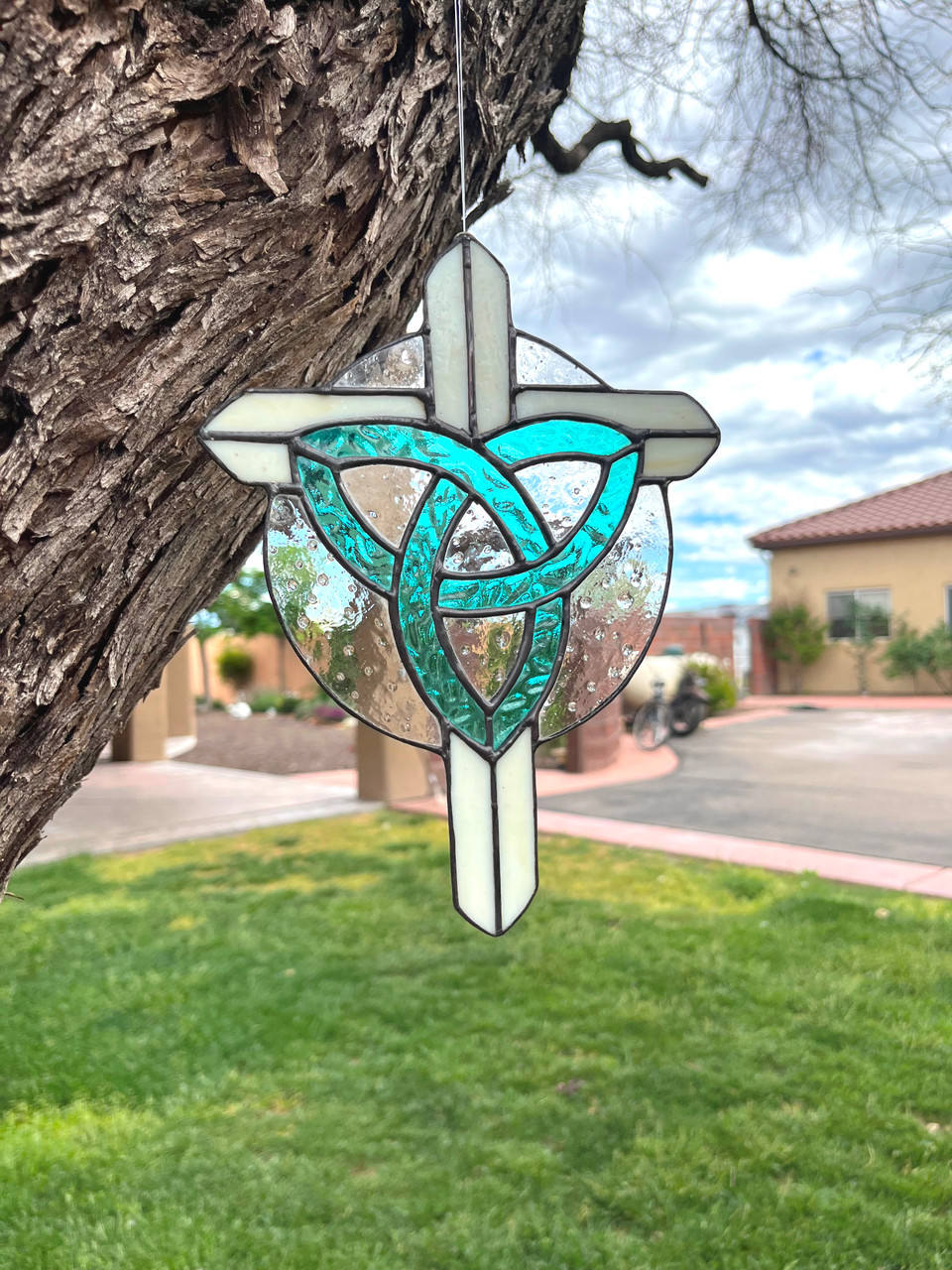 Celtic Cross Stained Glass Suncatcher