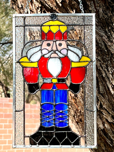 Nutcracker Stained Glass Panel - Swanky Glass