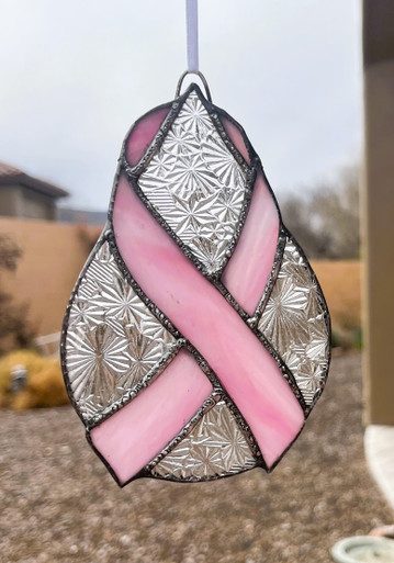 Breast Cancer Ribbon Stained Glass Suncatcher