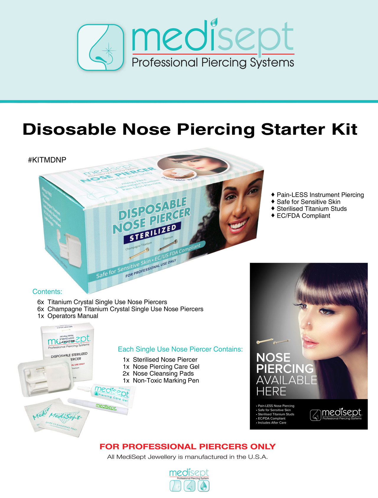 Disposable Nose Piercing Starter Kit