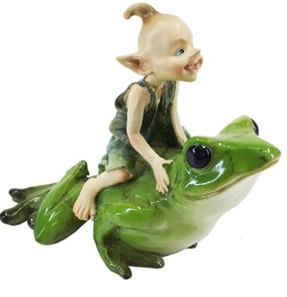 Elvin Riding on Frog - Sweet Pea Magical Miniatures