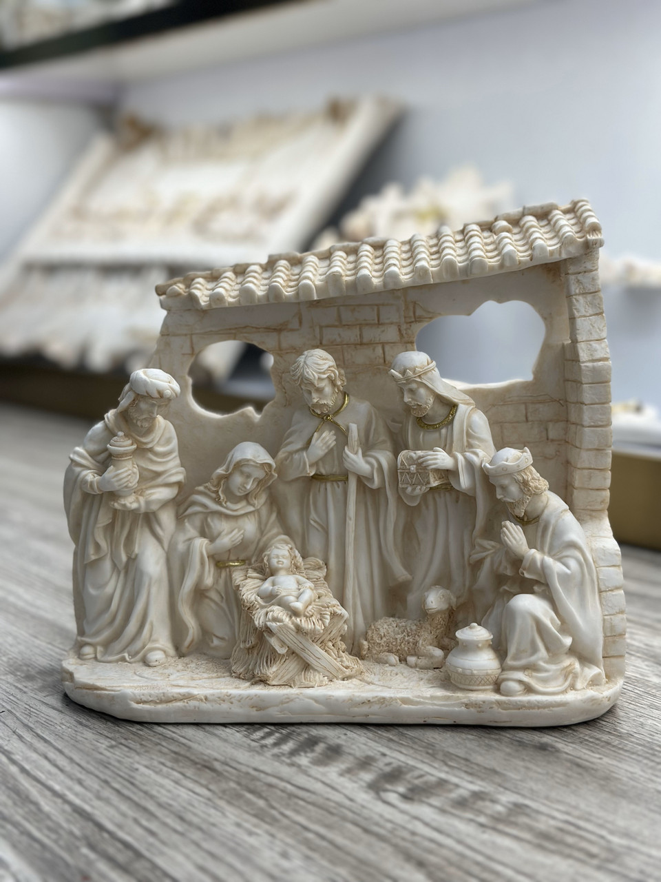 Nativity - Marble Look in Stable 25*21cm - Bristlebrush Designs
