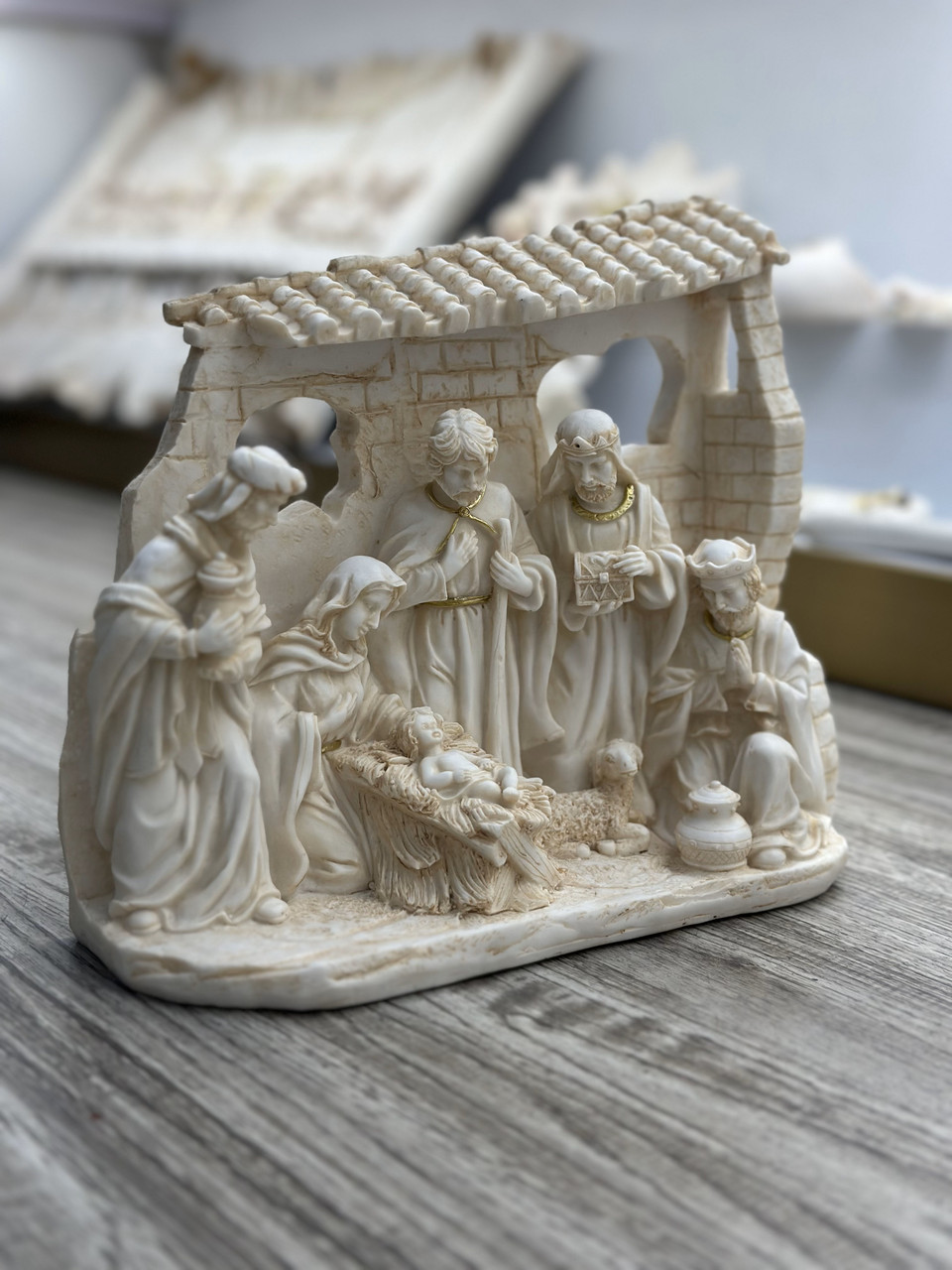 Nativity - Marble Look in Stable 25*21cm - Bristlebrush Designs
