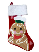 Christmas Stocking - RED GINGERBREAD - Bristlebrush Designs