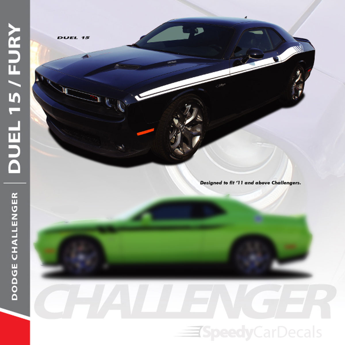 Dodge Challenger RT Side Dual Stripes DUEL 15 2015-2020 2021 2022 2023 ...