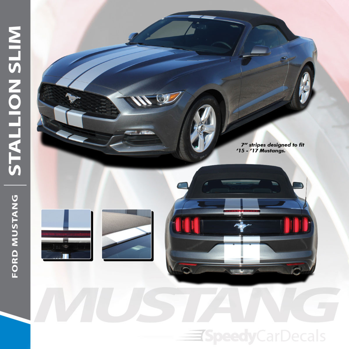 Ford Mustang Slim Racing Stripes Decals STALLION SLIM 2015-2017 Premium ...