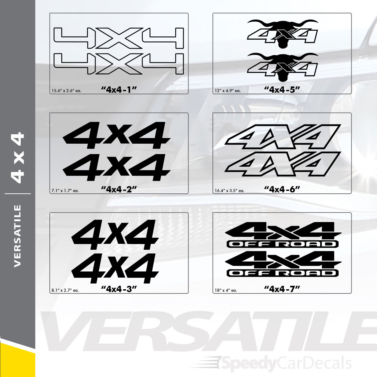 VERSATILE 4X4: Universal Style Vinyl Graphics Kit - SpeedyCarDecals ...