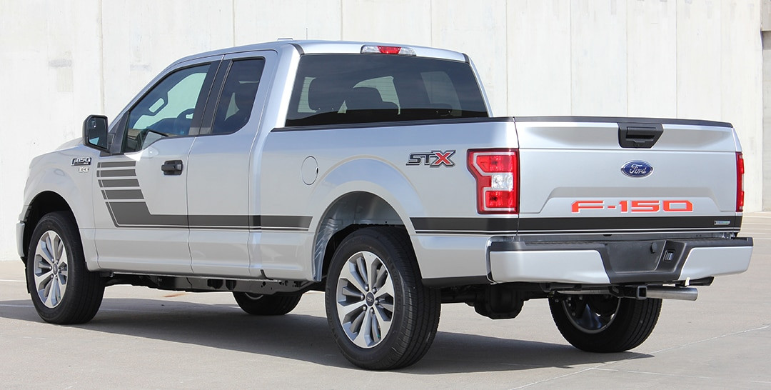 Ford F-150 Stripes Tailgate Inlay Text Vinyl Graphics Decal | SW 2018 2019