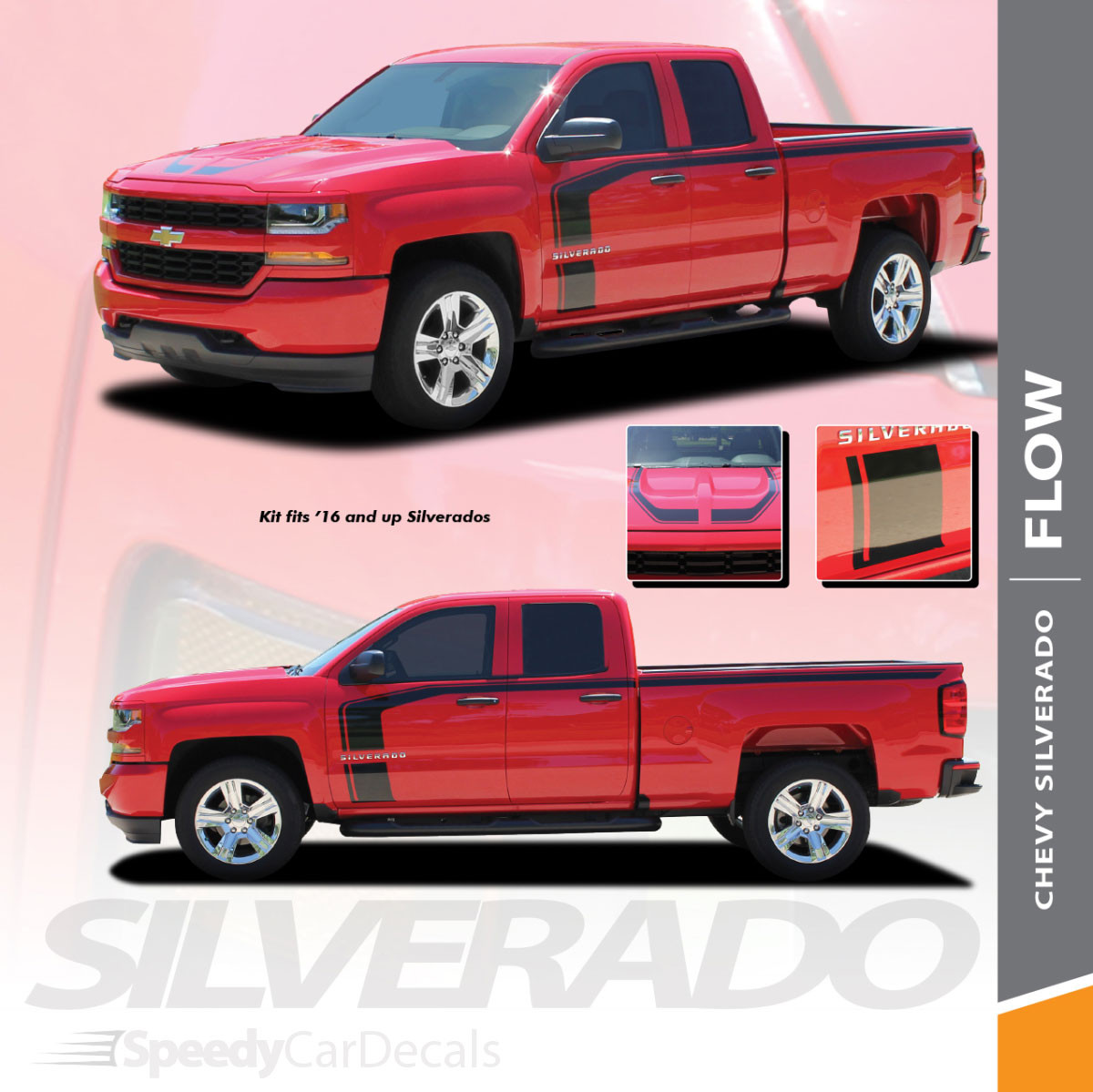 Chevy Silverado Upper Body Vinyl Graphics ELITE 2013-2016 2017 2018 ...