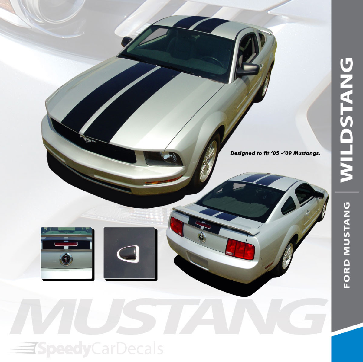 WILDSTANG 10 : 2010-2012 Ford Mustang Hood Roof Trunk Racing Stripes ...