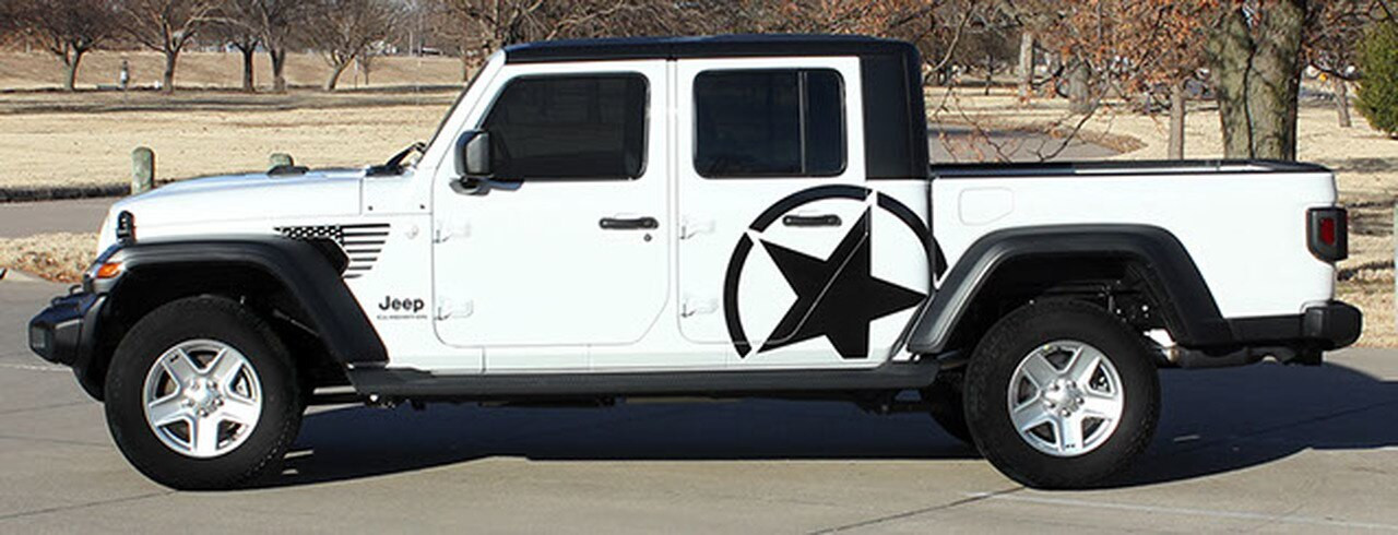BOOTSTRAP Jeep Gladiator Side Body Star Vinyl Graphics Decal Stripe Kit ...