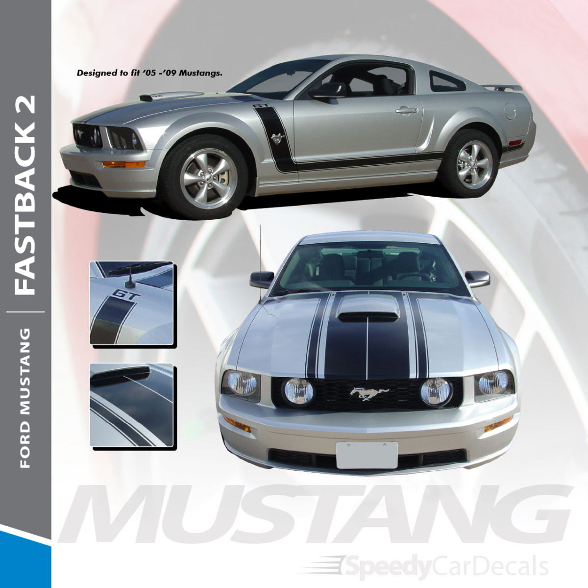 S-500 : 2005-2009 Ford Mustang GT Lemans GT500 Style 10" Wide Vinyl ...