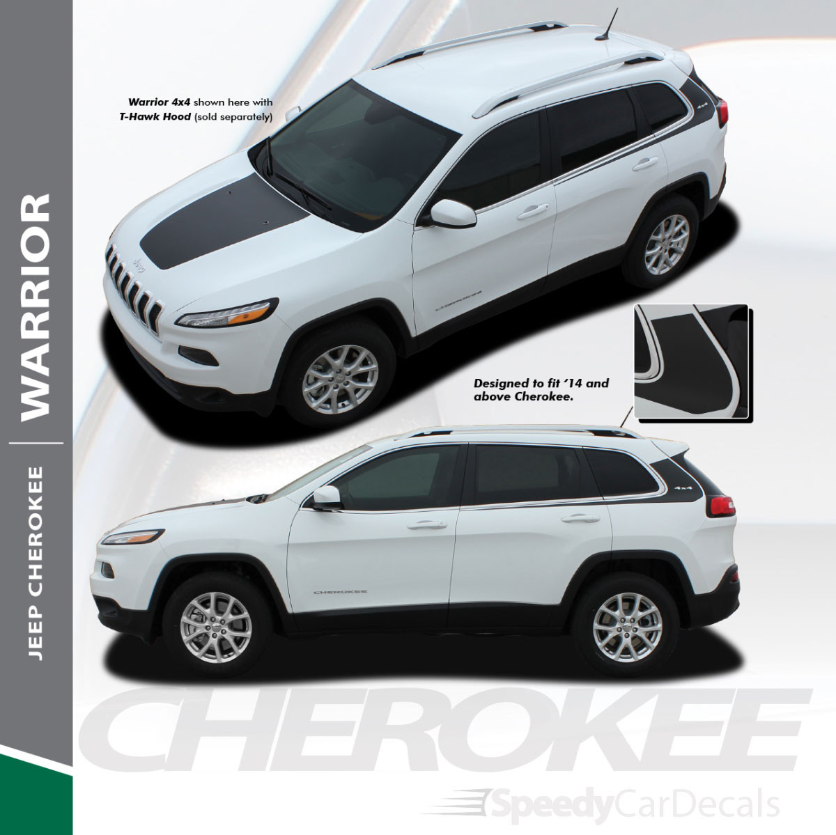 T-HAWK : 2018-2020 Jeep Cherokee Trailhawk Center Hood Blackout Vinyl ...