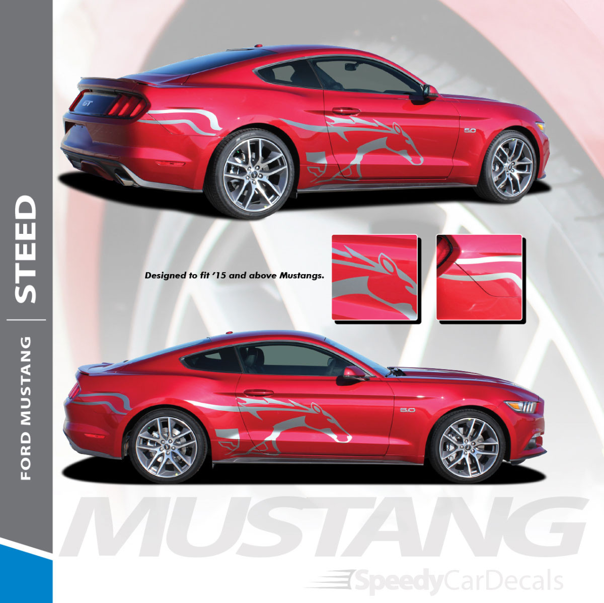 Ford Mustang Side Horse Decals 3M STEED 2015 2016 2017 2018 Premium ...