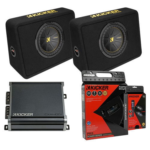 Kicker Comp C 10in Subwoofer Enclosures Package and 46CXA4001 Amp with ...