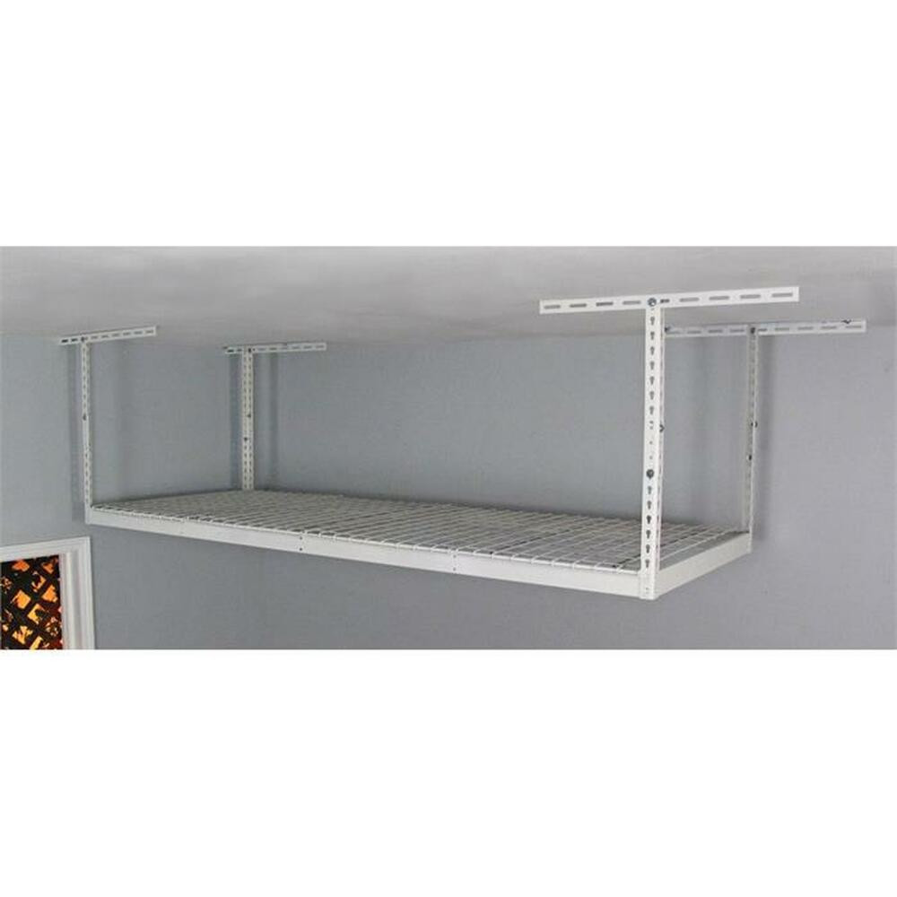 SAFERACKS 3 X 8 OVERHEAD STORAGE RACK 18" - 33" DROP - WHITE - Garage Stuff