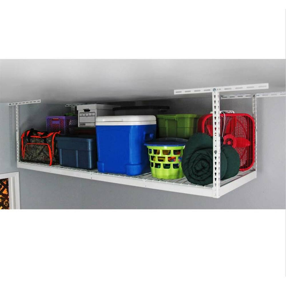 SAFERACKS 3 X 8 OVERHEAD STORAGE RACK 18" - 33" DROP - WHITE - Garage Stuff