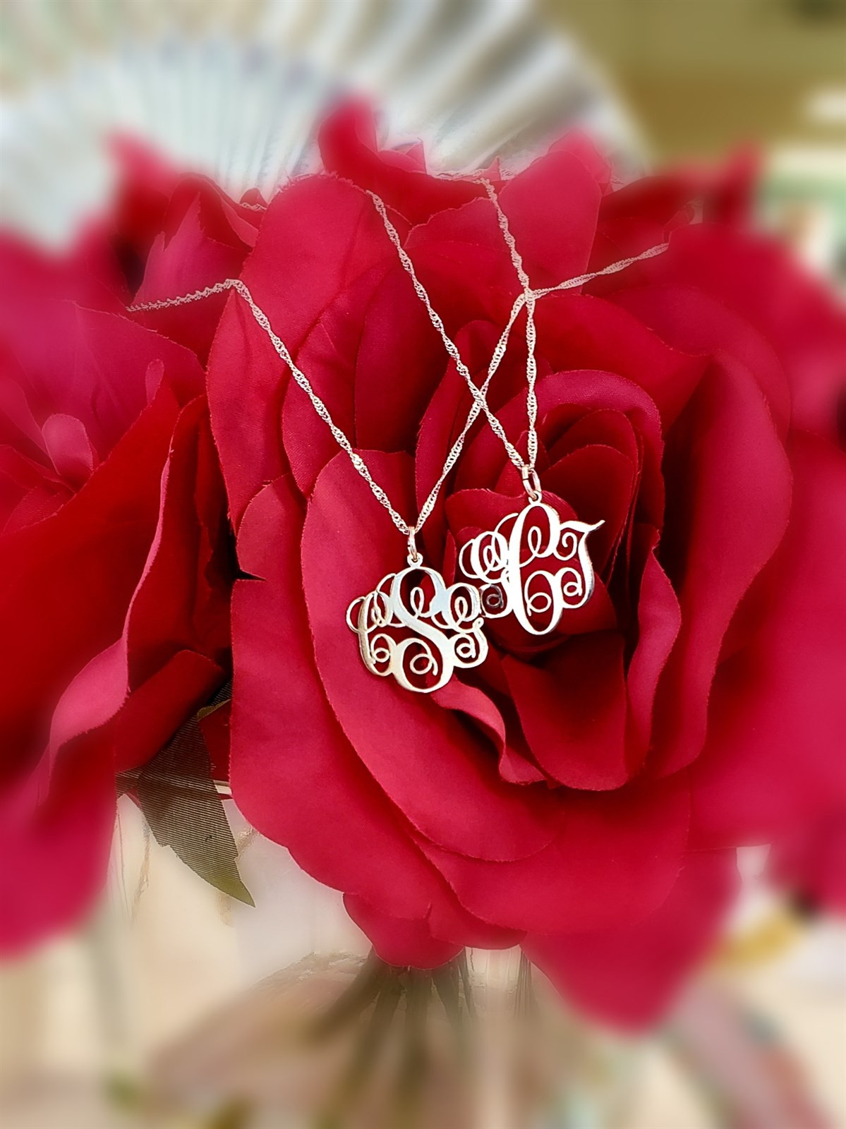 Monogram Pendant Necklace Script Style || BestNameNecklace