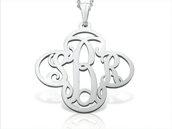 Cross Monogram Necklace Script Style:: BestNameNecklace