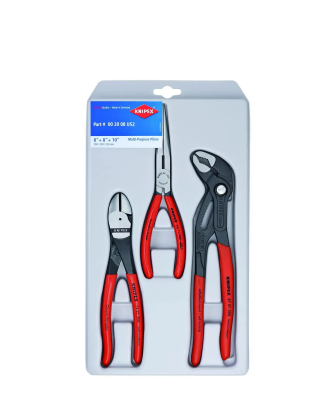 Knipex 3-Pc Plier Set – Long Nose, Diagonal Cut & Cobra | 417 Tools