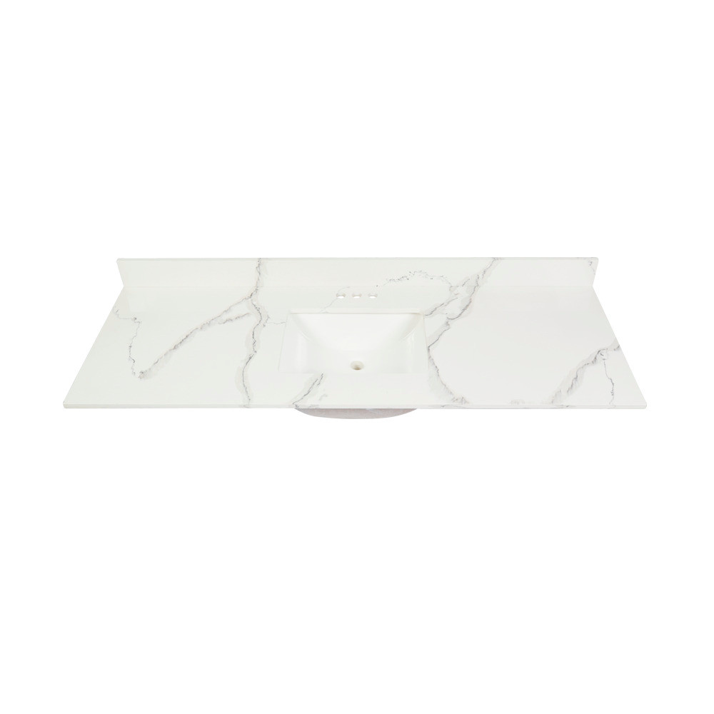 Calacatta Vienna Quartz 61" x 22" Vanity Top w/Square Single Bowl ...
