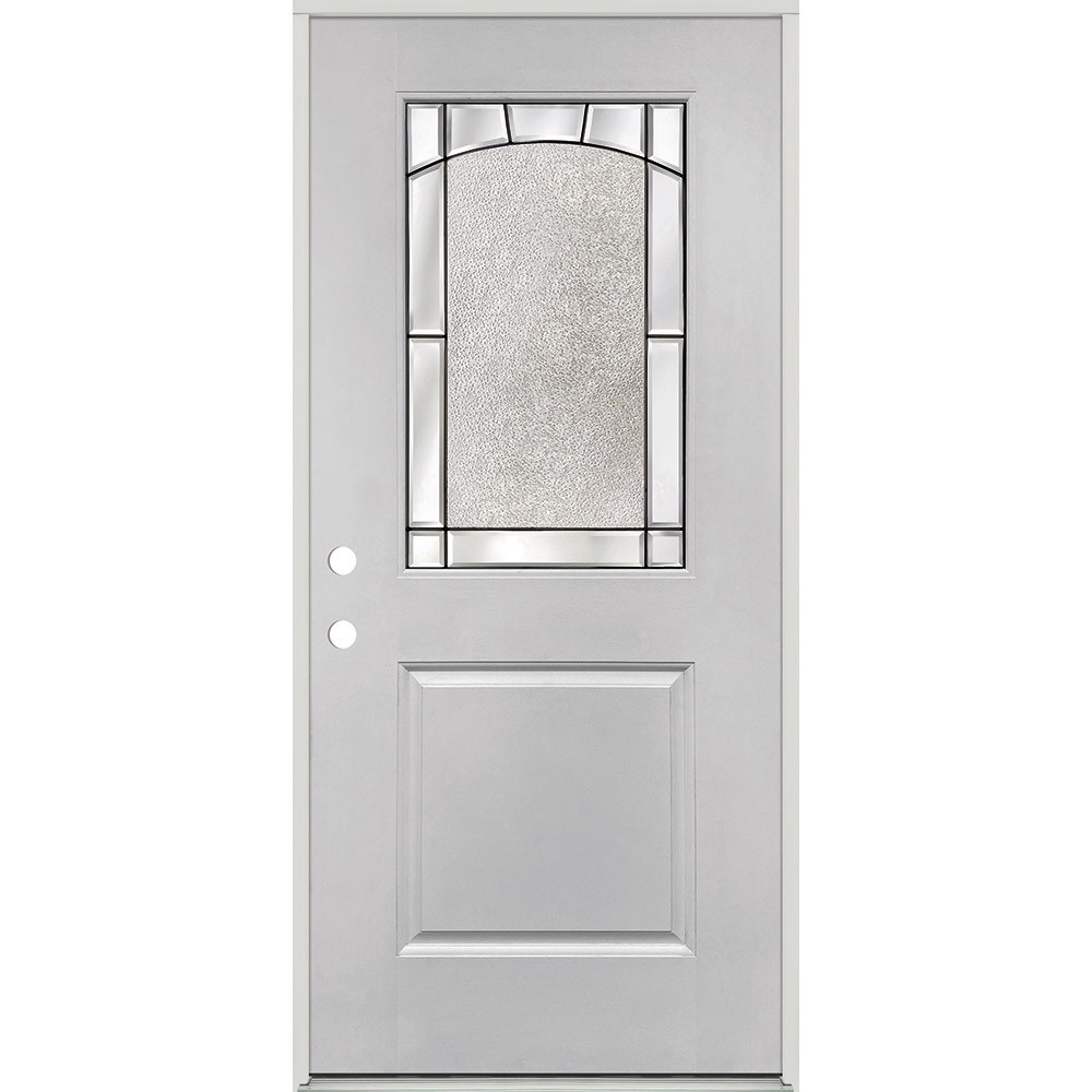 32" x 80" Glass Black Modern Caming Fiberglass RH Exterior Door Unit w ...