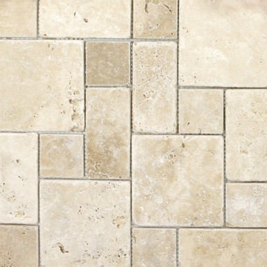 Roman Pattern Ivory Travertine 12" x 12" Mosaic
