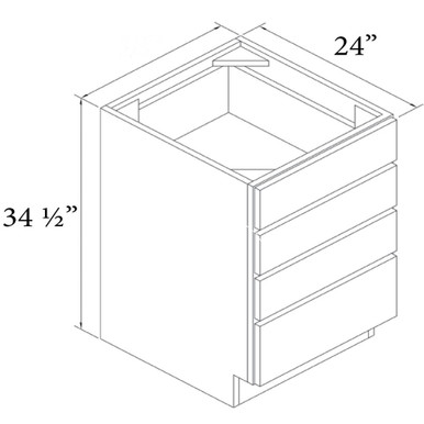 Unfinished Oak 12" Four-Drawer Base Cabinet-Smart - Home Outlet