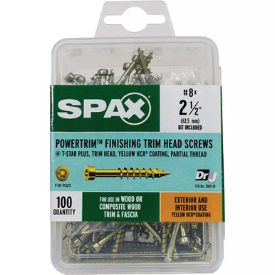 SPAX 8 x 2-1/2" PT HCR (Exterior Rated) Yellow Trim Screw (100-Count ...