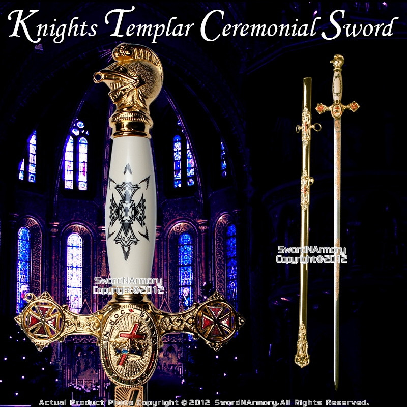 Knights Templar Freemason Masonic Ceremonial Sword Gold Regalia 3 Blade ...