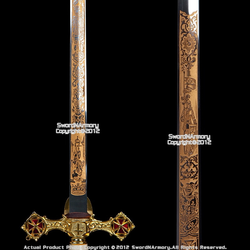 Knights Templar Freemason Masonic Ceremonial Sword Gold Regalia 3 Blade ...