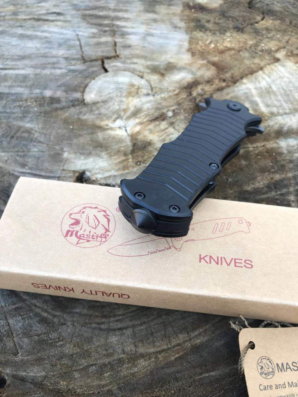 Mastiff Titanium Coated 7CR17MOV Steel Spring Assisted Opening Tactical ...