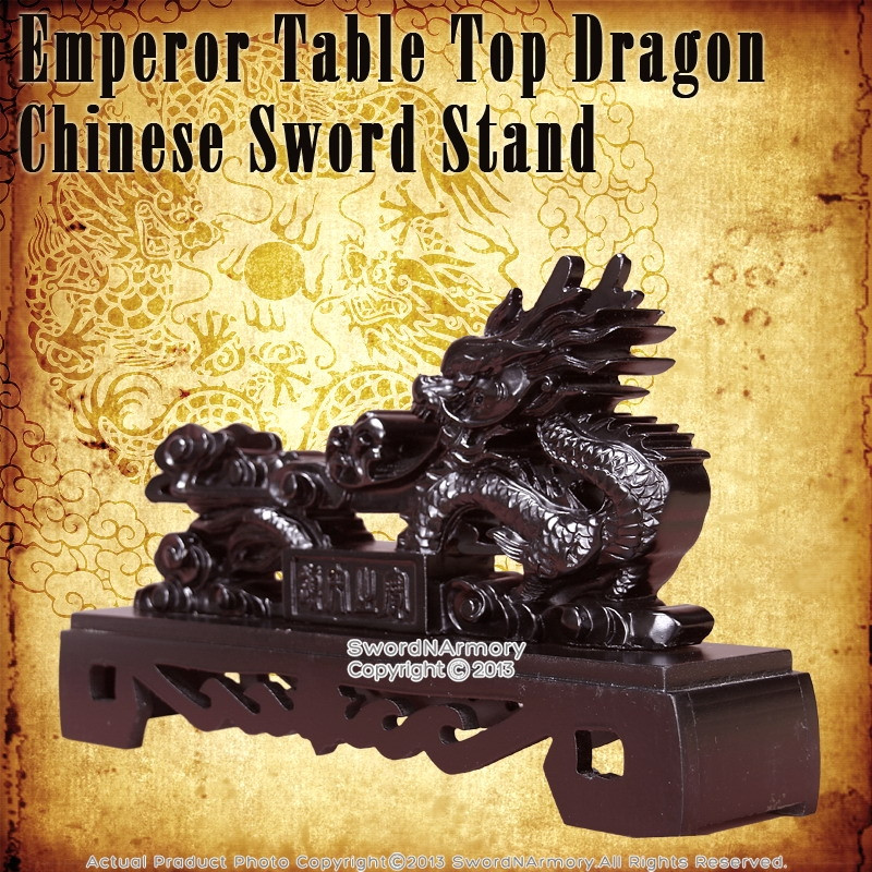 Black Poly Resin Emperor Table Top Dragon Stand for Chinese or Japanese ...