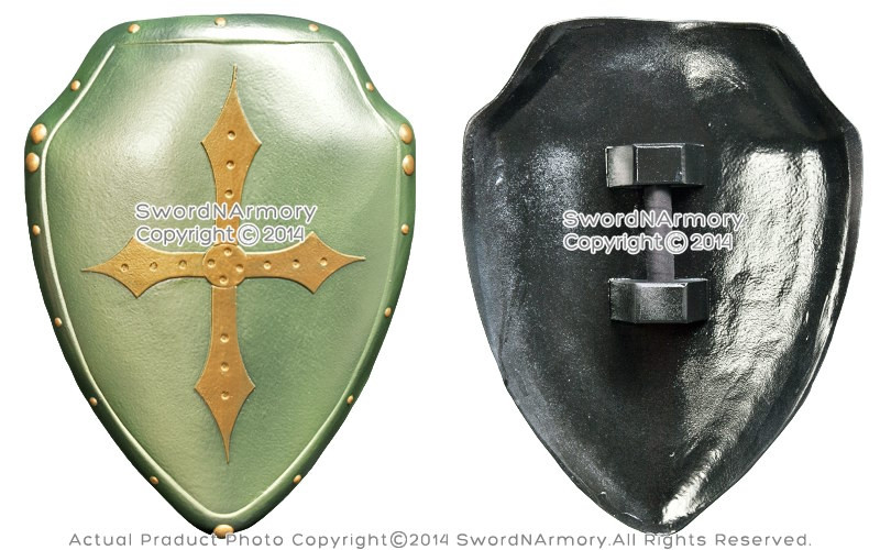 Medieval Knight Foam Shield w/ Gold Crusader Cross LARP Anime Video ...