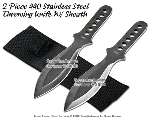 2 Pcs 8.5" 440 Stainless Steel Throwing Knife w/ Pouch