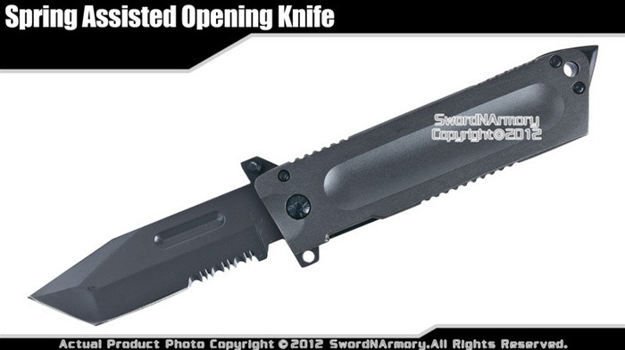 Mastiff Tactical Titanium Coated 7CR17MOV Steel Assist Opening Folding ...