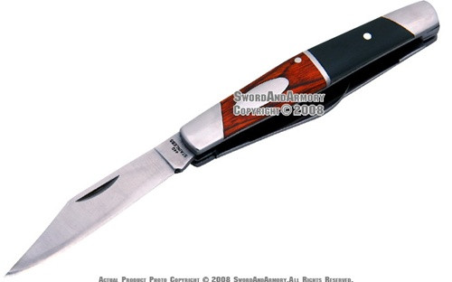 6 " Wooden Handle Triple Blade Pocket Folding Knife