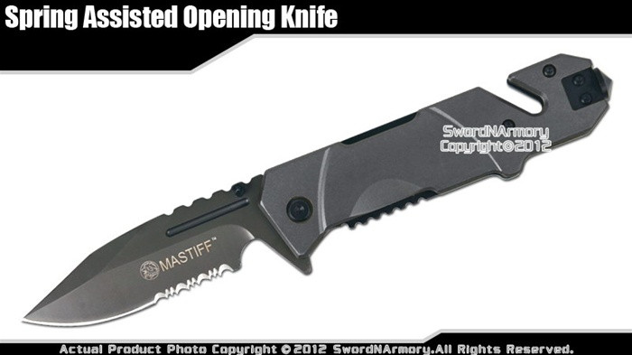 Mastiff Rescue Folding Assiste Opening Tactical Knife 7CR17MOV Steel ...