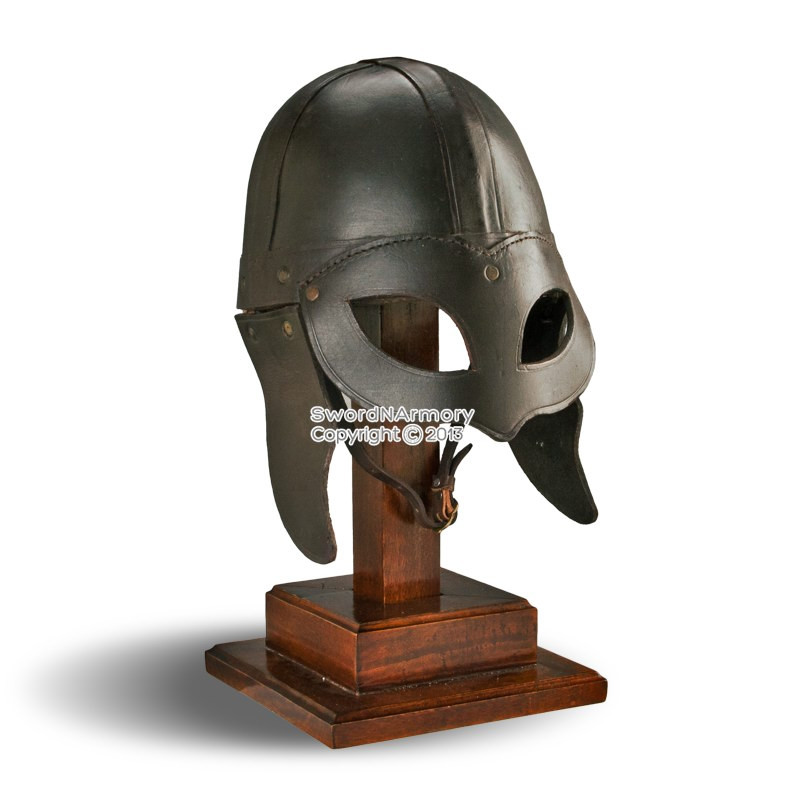 Wearable Viking Warrior Leather Beowolf Helmet w/ Linner & Chin Strap ...