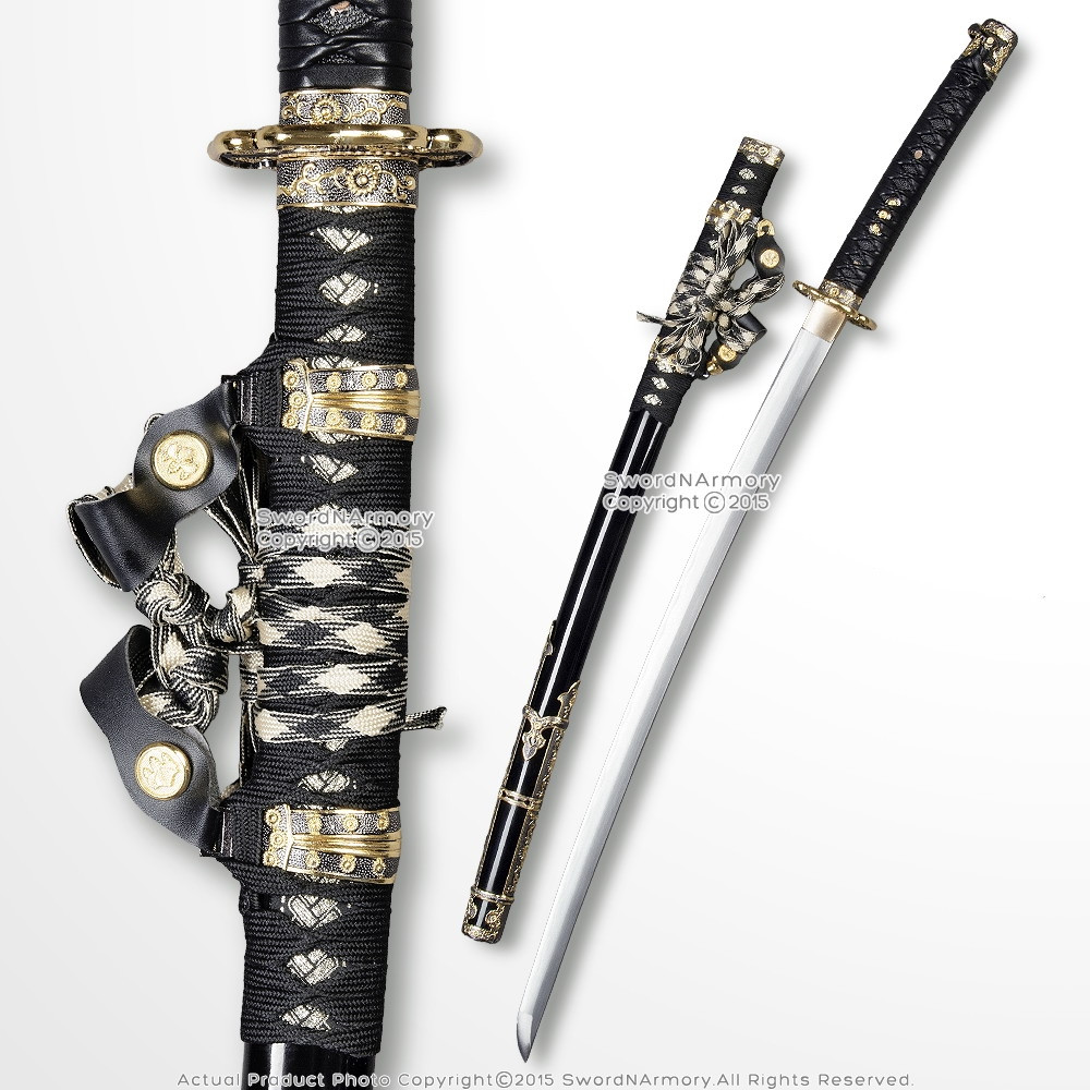 Musha 1045 Through Hardened Steel Tachi Katana Leather Handle Samurai ...