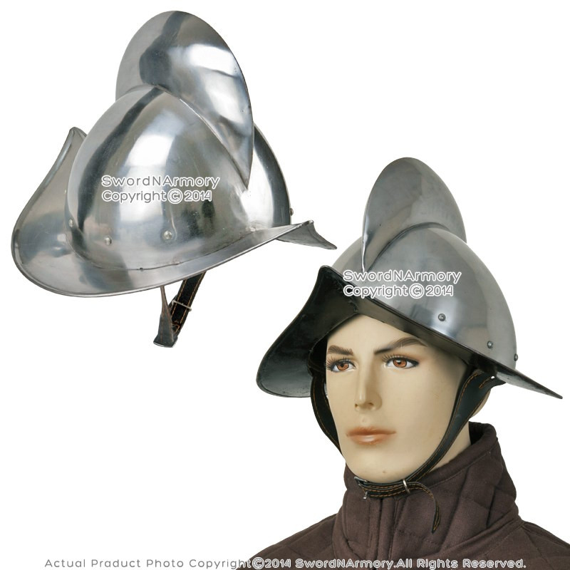 Medieval Renaissance Spanish Comb Morion Helmet Steel w/ Fake Leather ...
