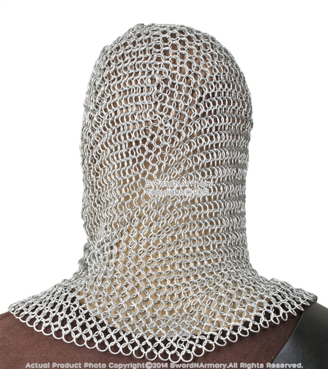Medieval Chainmail Head Coif Aluminum Butted Wire LARP Movie Costume Reeactment
