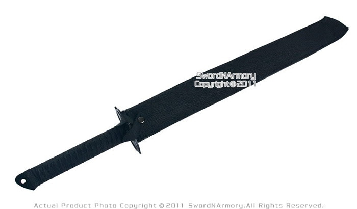 Full Tang Black Machete Ninja Shinobi Sword Back Sheath