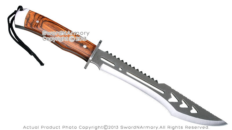 16" Fixed Blade Hunting Camping Dagger Knife Sawback Wooden Handle w ...