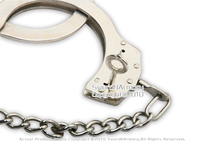 Silver Steel Chain Double Lock Leg Cuffs With Spare Key
