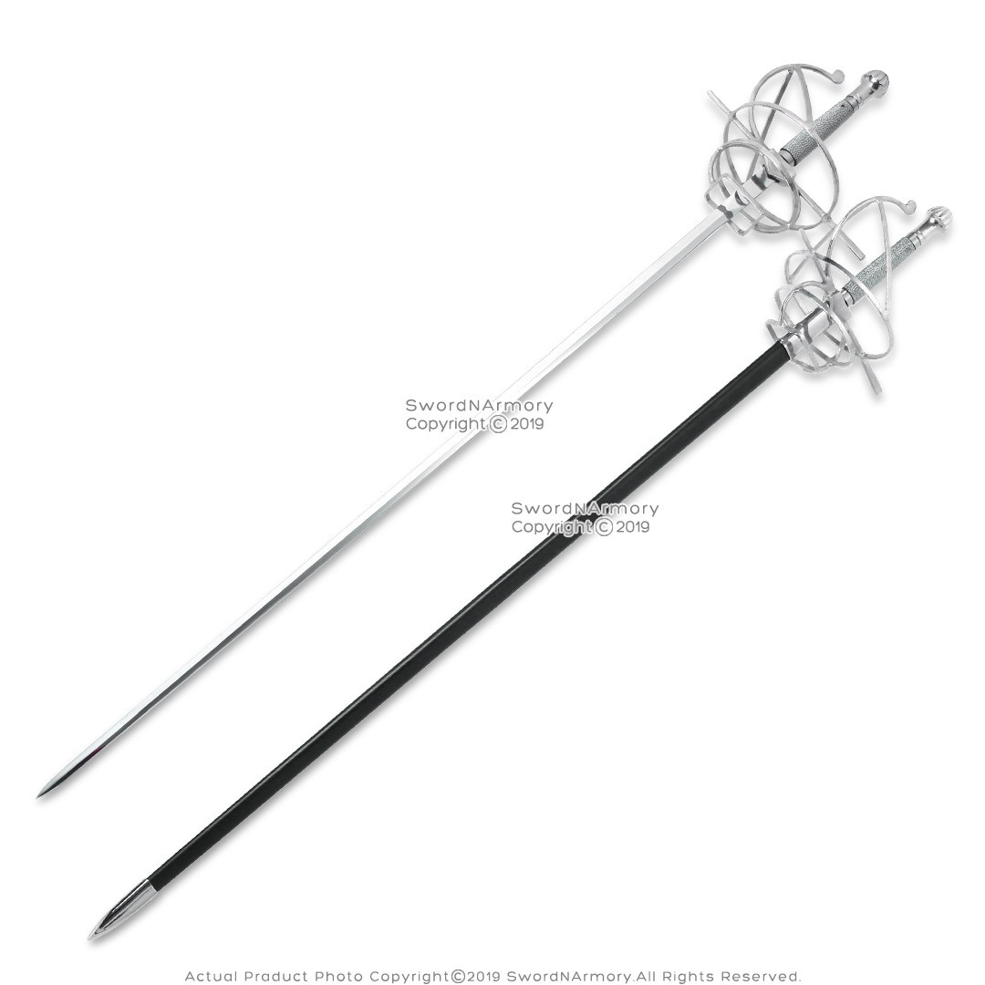 Renaissance Rapier Fencing Sword With Wire Wrapped Swept Hilt Guard