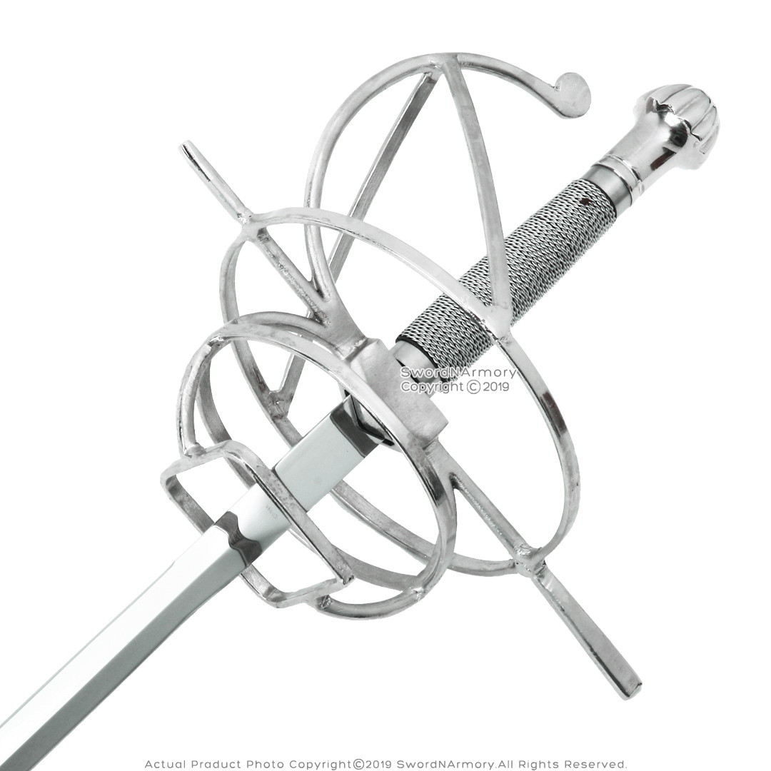 Renaissance Rapier Fencing Sword With Wire Wrapped Swept Hilt Guard