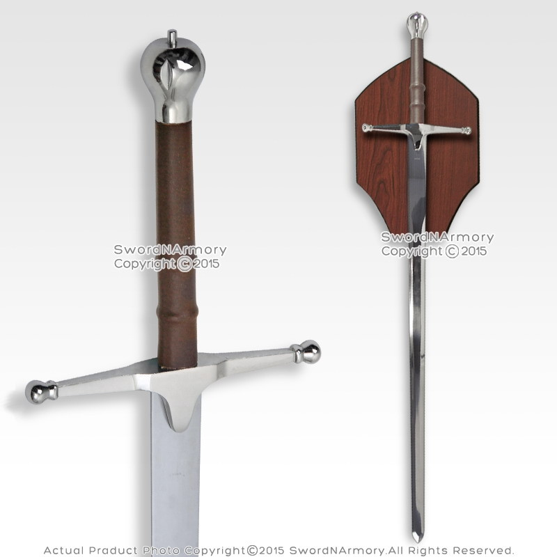 Hand AndA Half Medieval Chivalry Crusader Knight Claymore Sword with Plaque