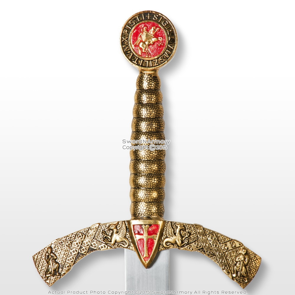 40" Medieval Crusader Arming Sword with Red Cross Unsharpened Blade ...