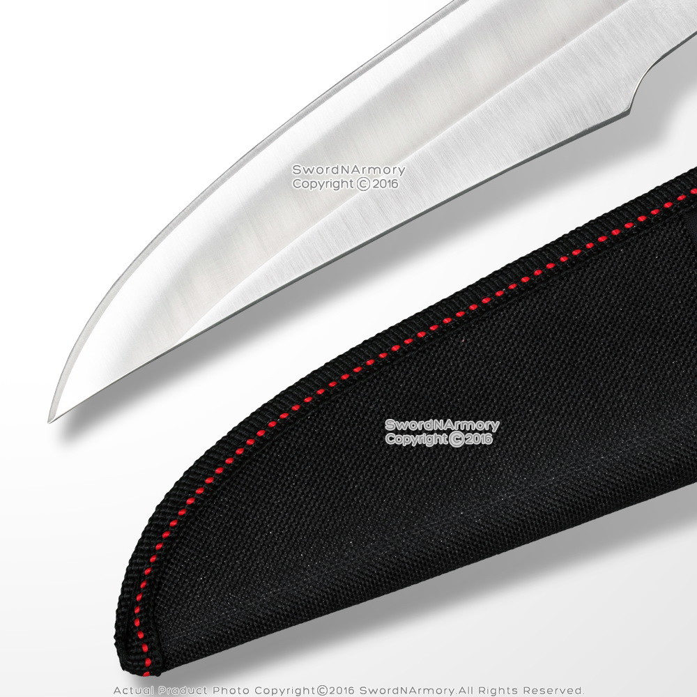 12" Fixed Blade Full Tang Bowie Hunting Knife Red Wood Steel Guard with ...